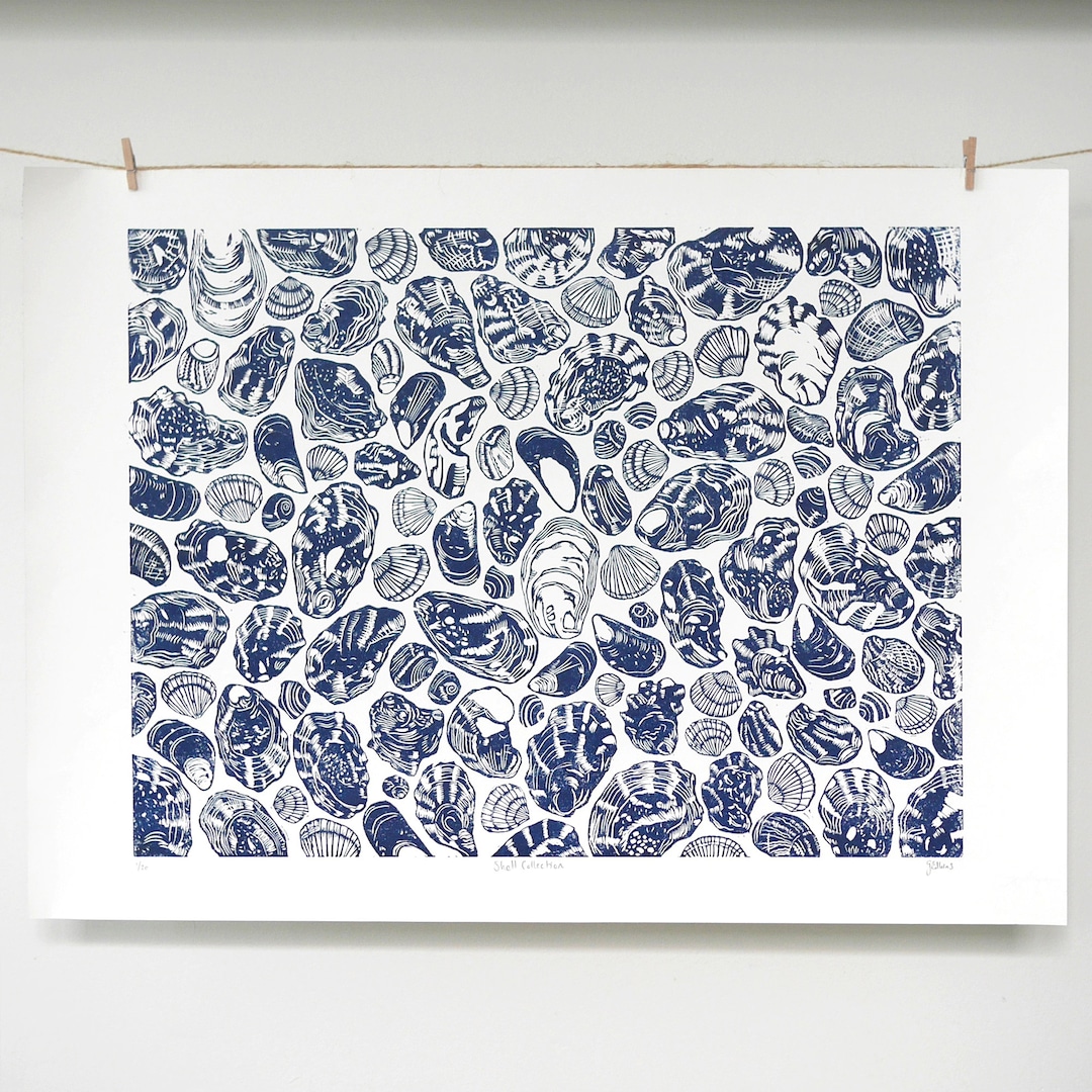 Shell Collection Original Limited Edition Lino Print, Linocut Print ...