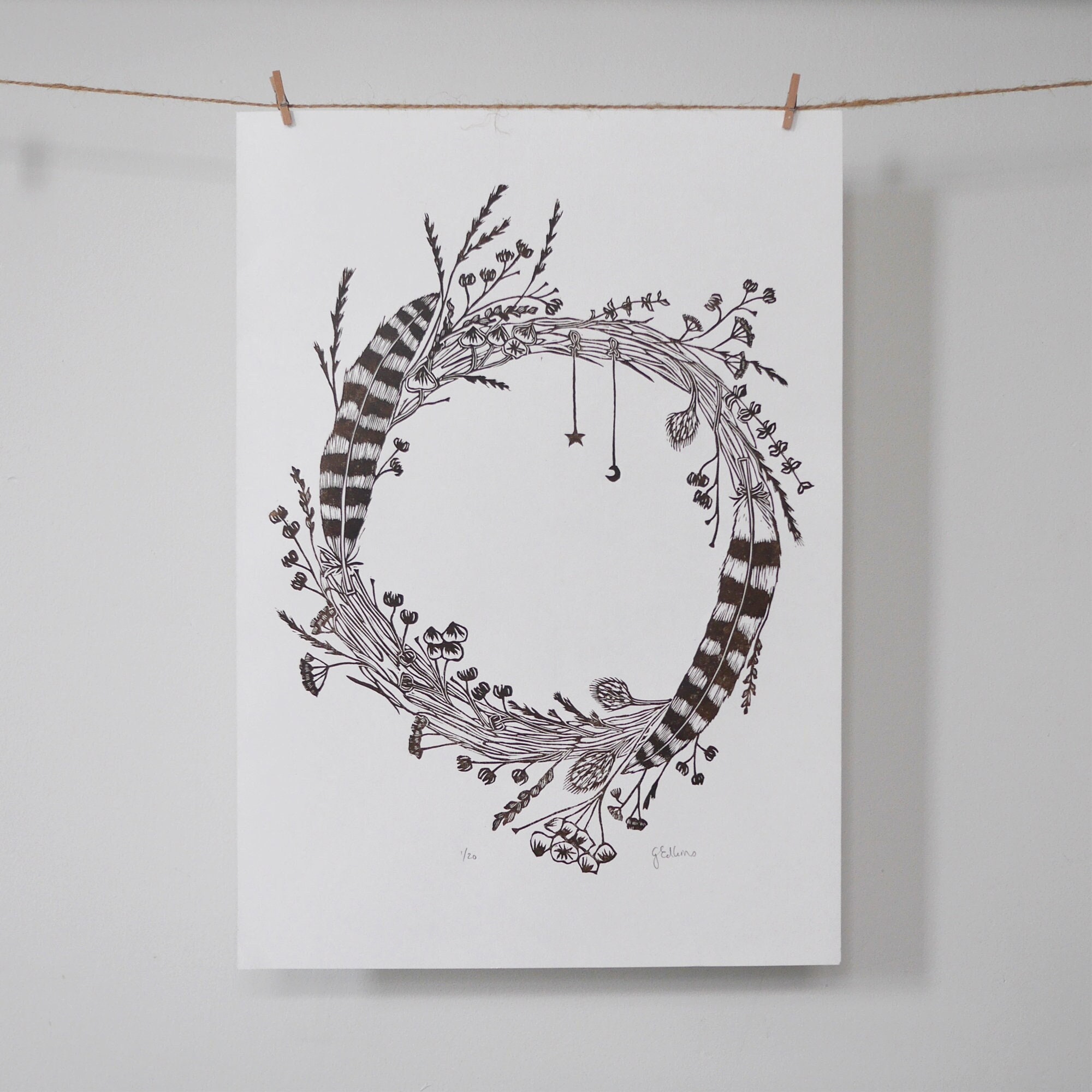 Foraged Wreath Original Limited Edition Lino Print Linocut | Etsy
