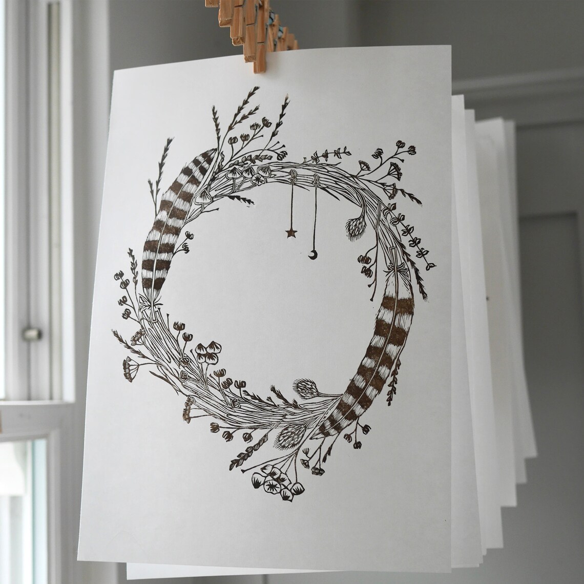Foraged Wreath Original Limited Edition Lino Print Linocut | Etsy