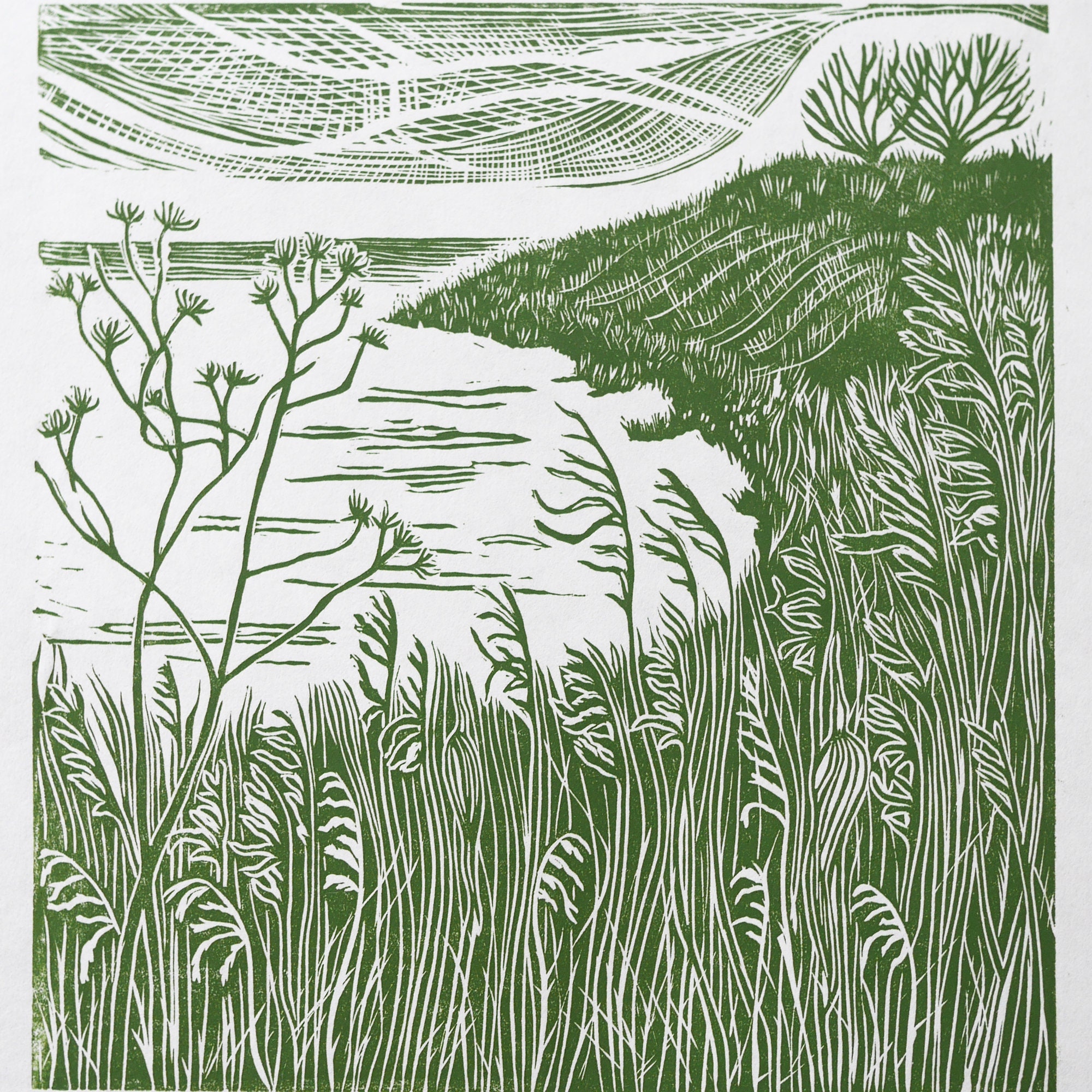 Two Tree Breeze Original Limited Edition Lino Print Linocut - Etsy UK