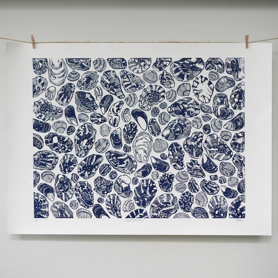 Shell Collection Original Limited Edition Lino Print Linocut - Etsy UK