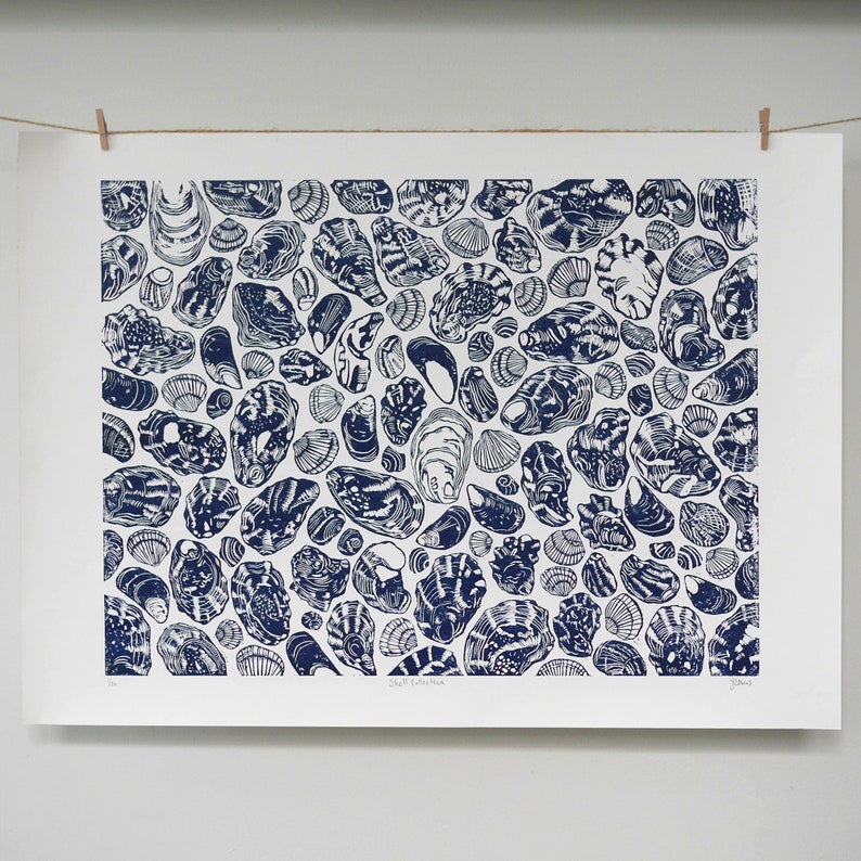 Shell Collection Original Limited Edition Lino Print Linocut - Etsy UK