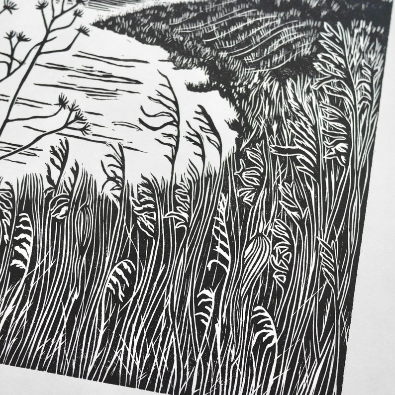 Two Tree Breeze Original Limited Edition Lino Print Linocut - Etsy