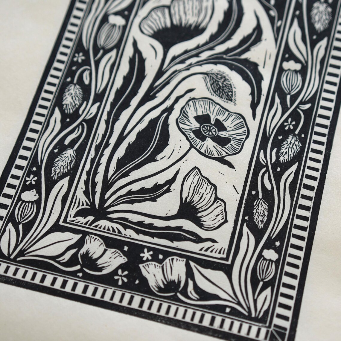 Poppy Linocut Print: Limited Edition Black Ink Nature Art - Etsy