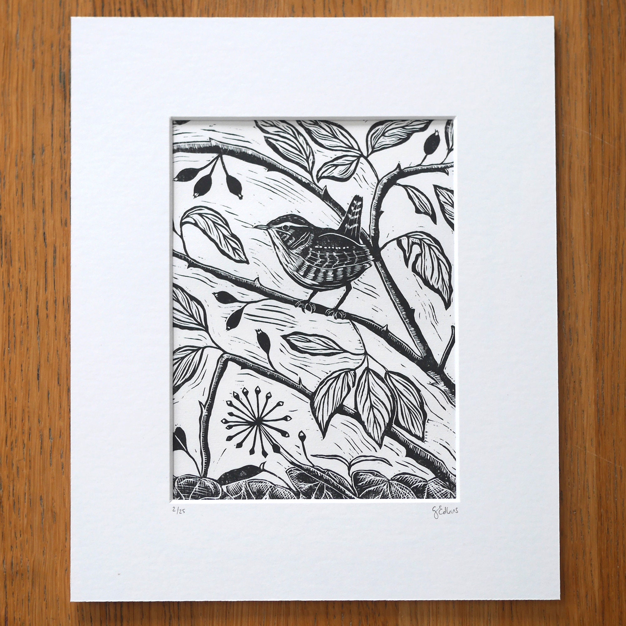 Wren Original Limited Edition Lino print, Linocut print sold by Yalonda ...