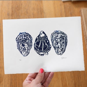 Oyster Shell Study Original Limited Edition Lino Print - Etsy UK