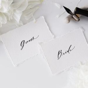 Place Cards on Hand Torn Paper Deckled Name Place Cards - Etsy