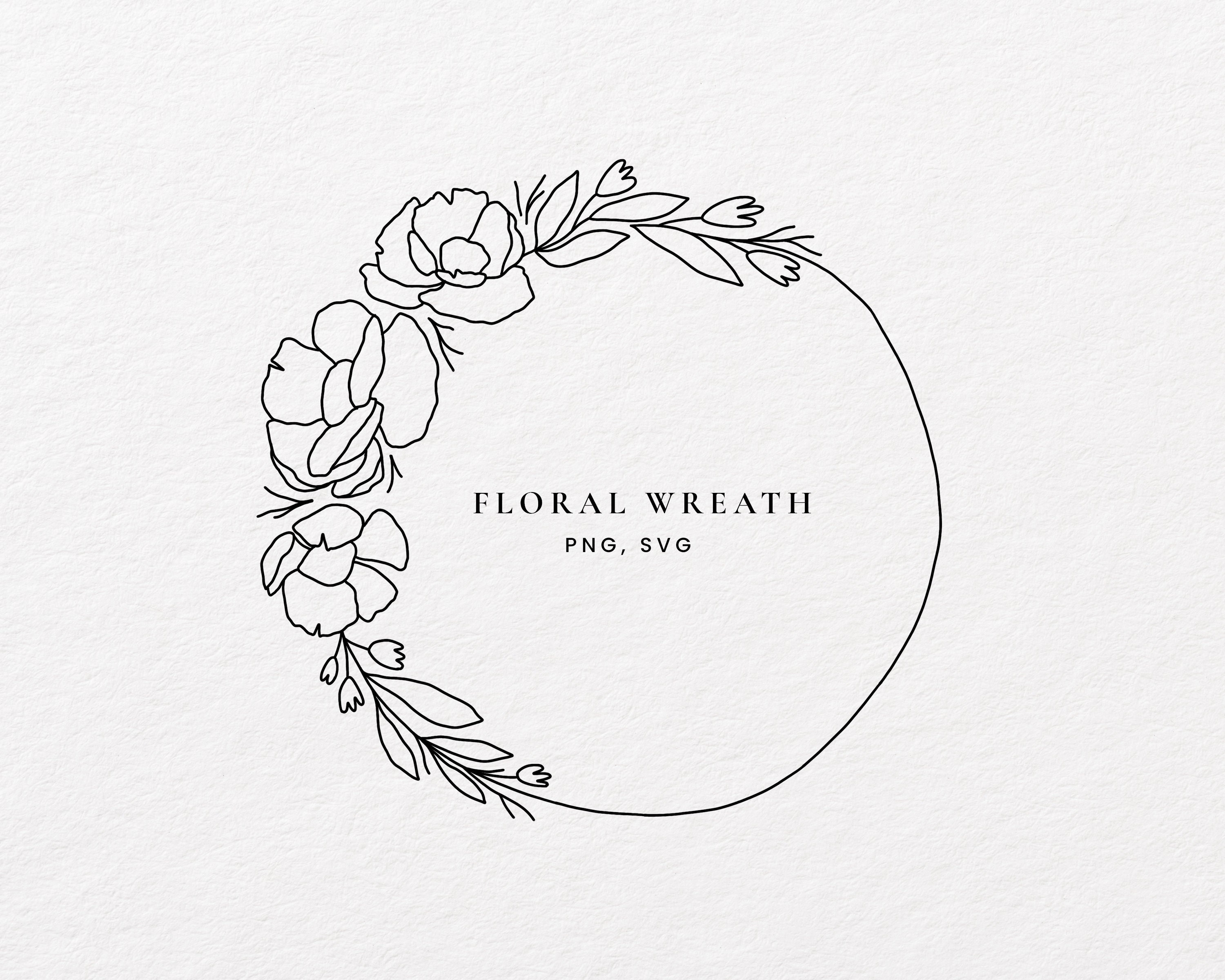 Botanical Floral Wreath Design SVG PNG - Etsy