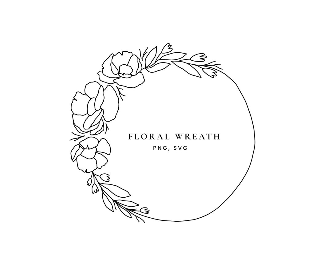 Botanical Floral Wreath Design SVG PNG - Etsy