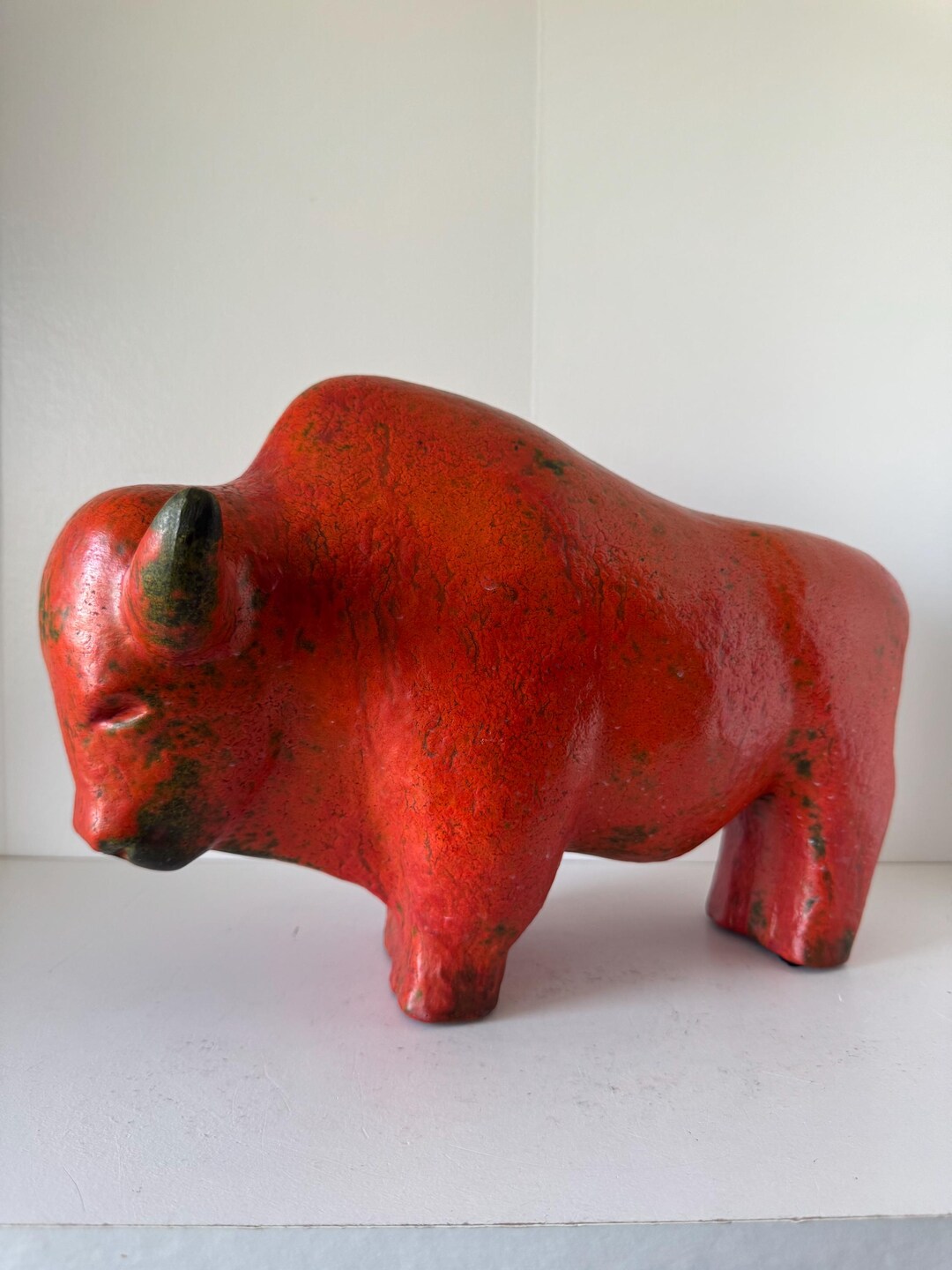 A Beautiful XL Ruscha Vulcano Bull With the Known Vulcano Lava Glaze ...