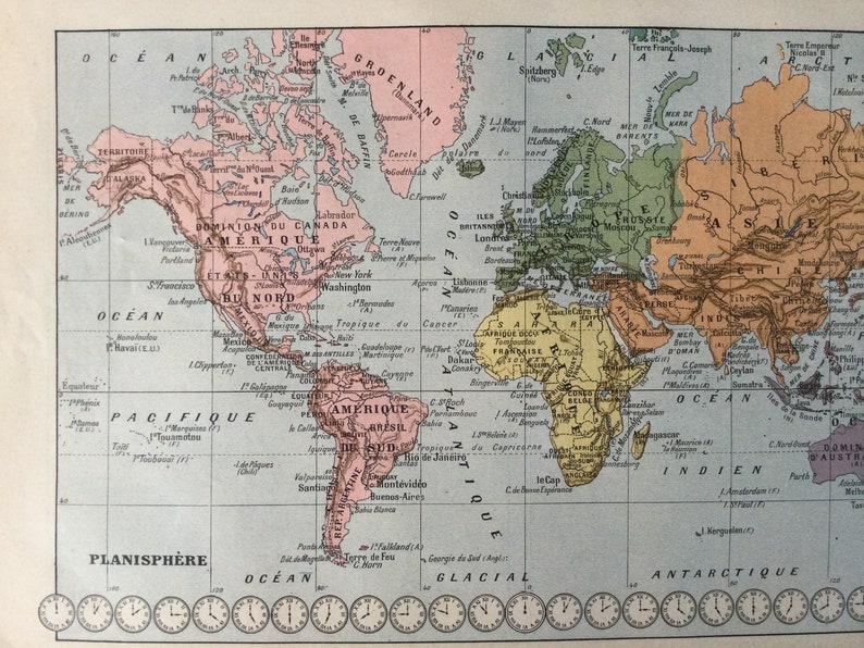 Mapamundi, Planisferio, Tierra, Mapa antiguo, Pequeño formato ...