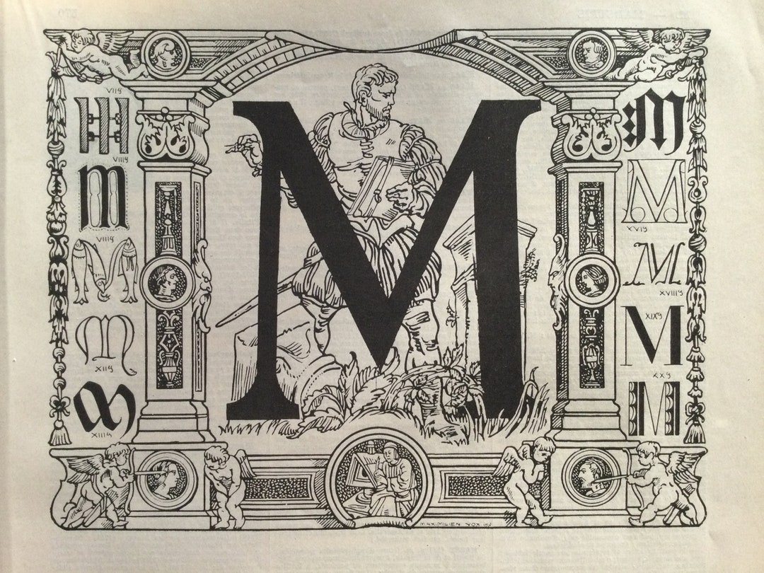 Letter M - First Name Letter Poster - Initial Poster - Drop Cap Poster ...