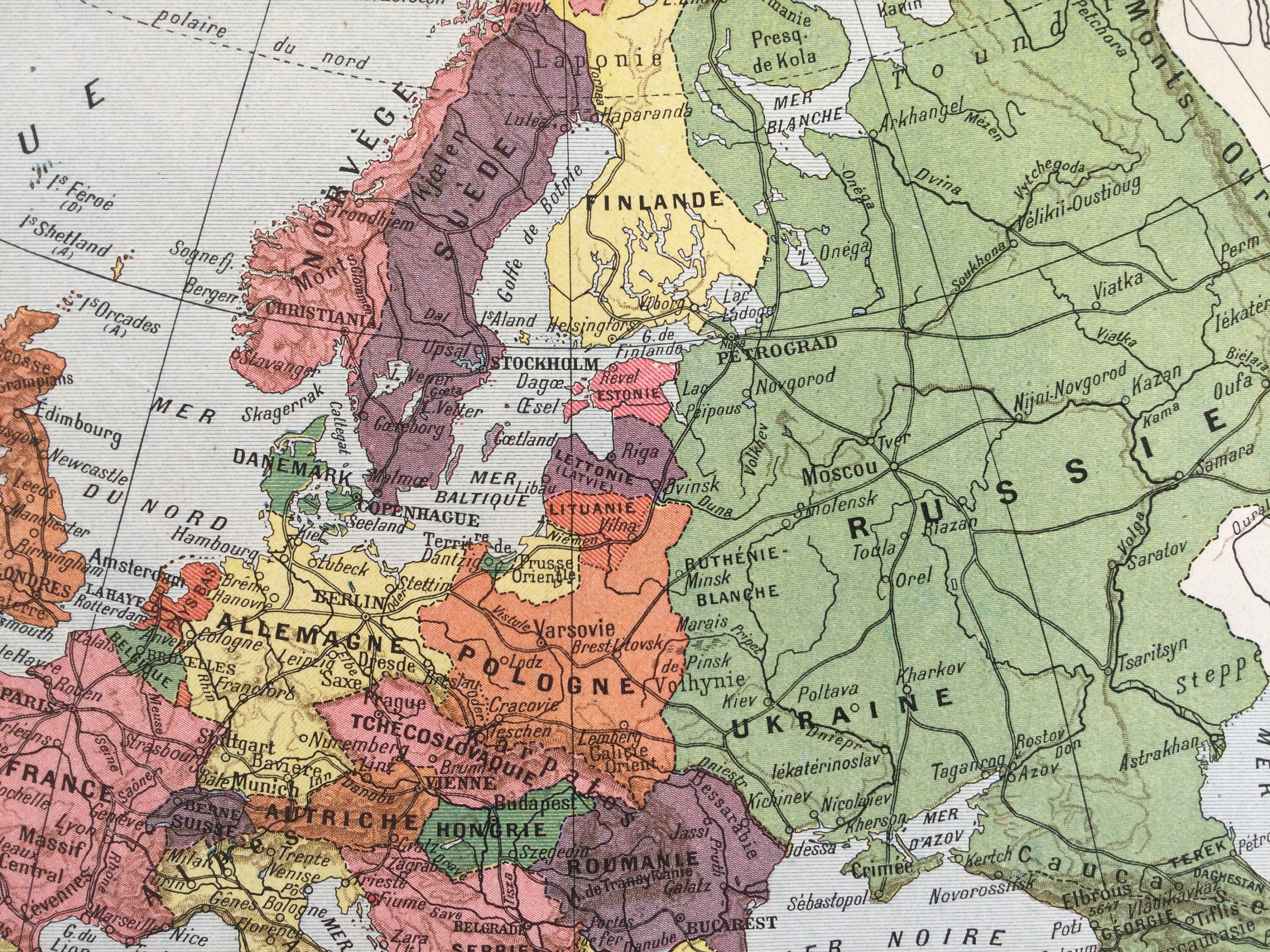 1922 Europe, Map of the European Continent, Small Format Old Map of ...