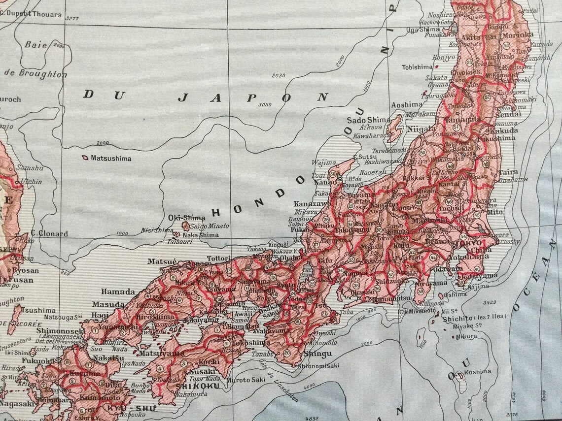 Japan, 1922, Map of Japan, Old Map Print of Japan Frenchvintageprints ...