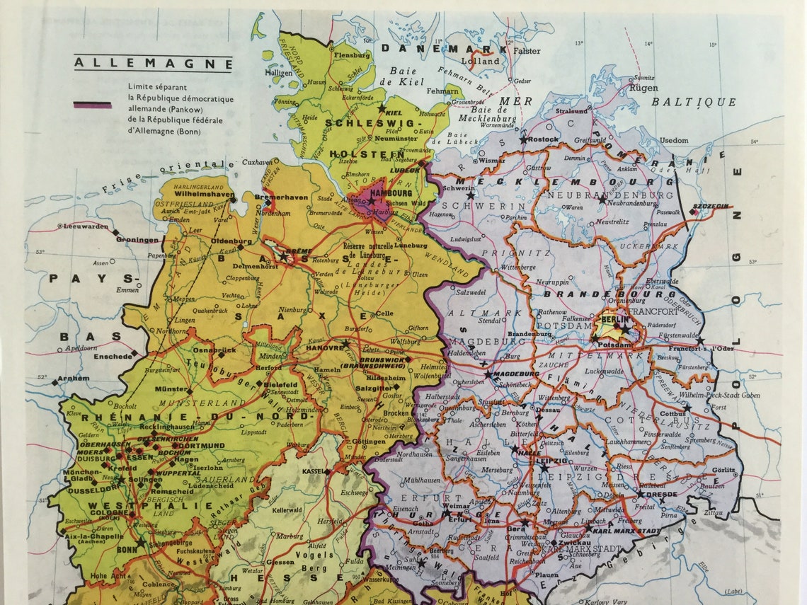 RDA/RFA Allemagne Carte ancienne de lAllemagne Impression - Etsy France