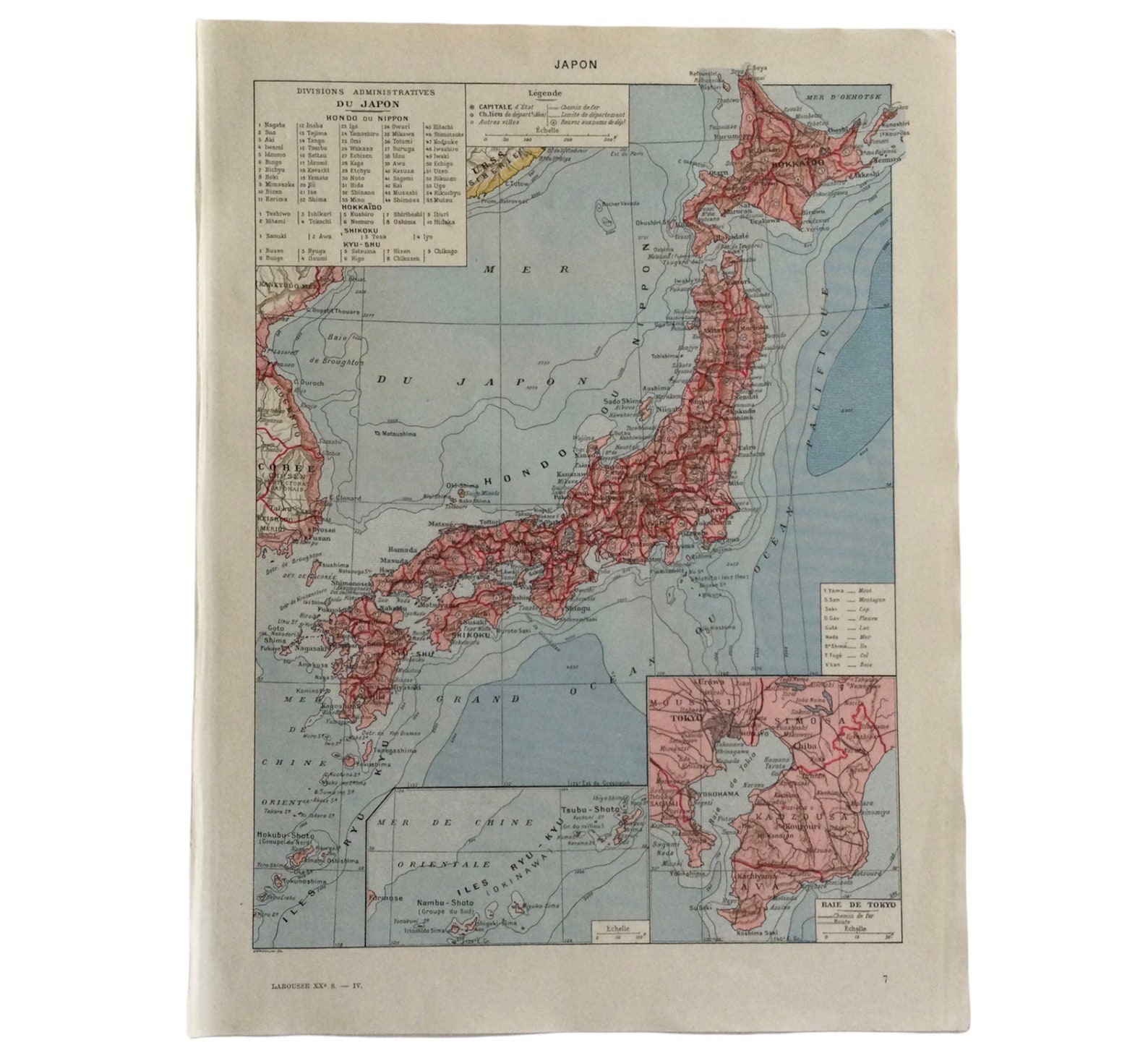 Japan, 1922, Map of Japan, Old Map Print of Japan Frenchvintageprints ...