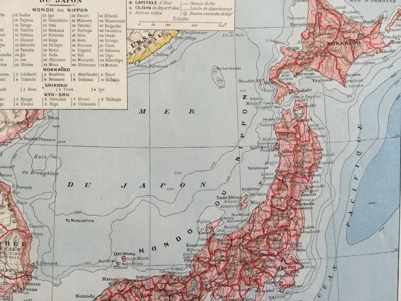 Map of Japan, Vintage Print Old Map of Japan Vintage Map Larousse ...