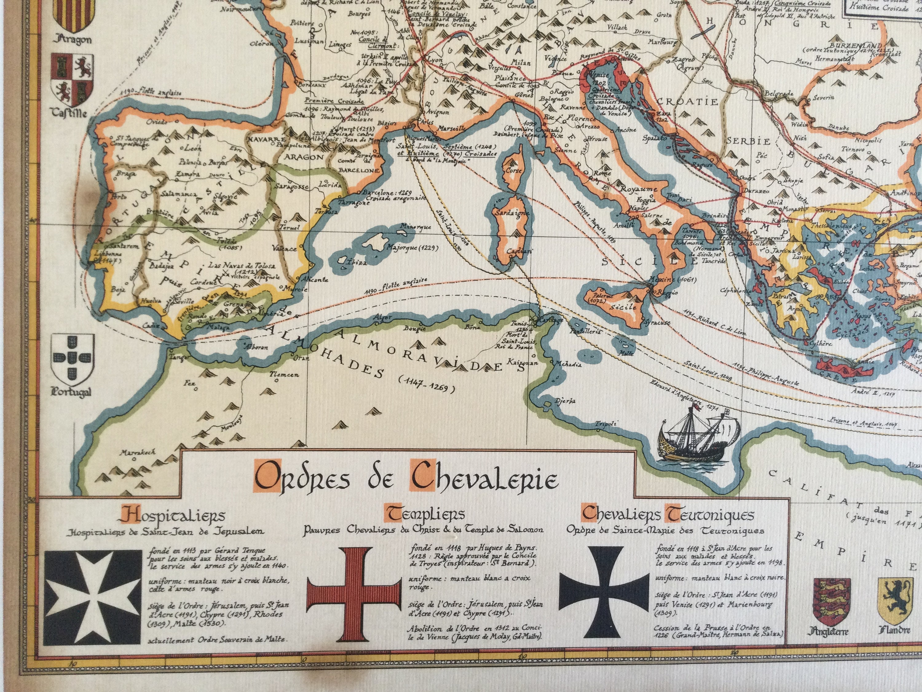 Crusades Map Route Historical Map Vintage Print Orders of - Etsy