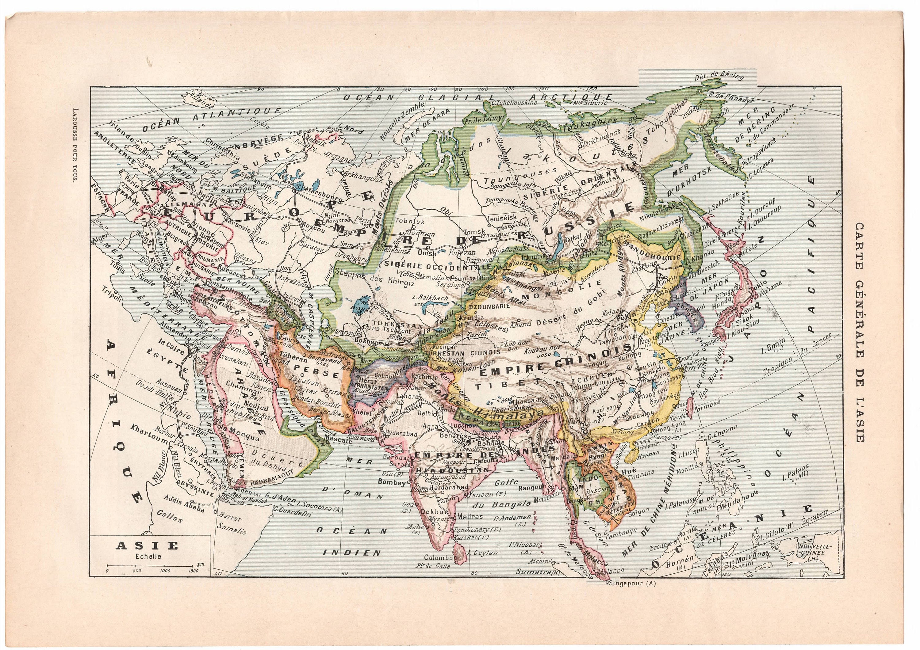 1912 Asia, Chinese Empire USSR Empire, Europe, Old Map Asia Vintage ...