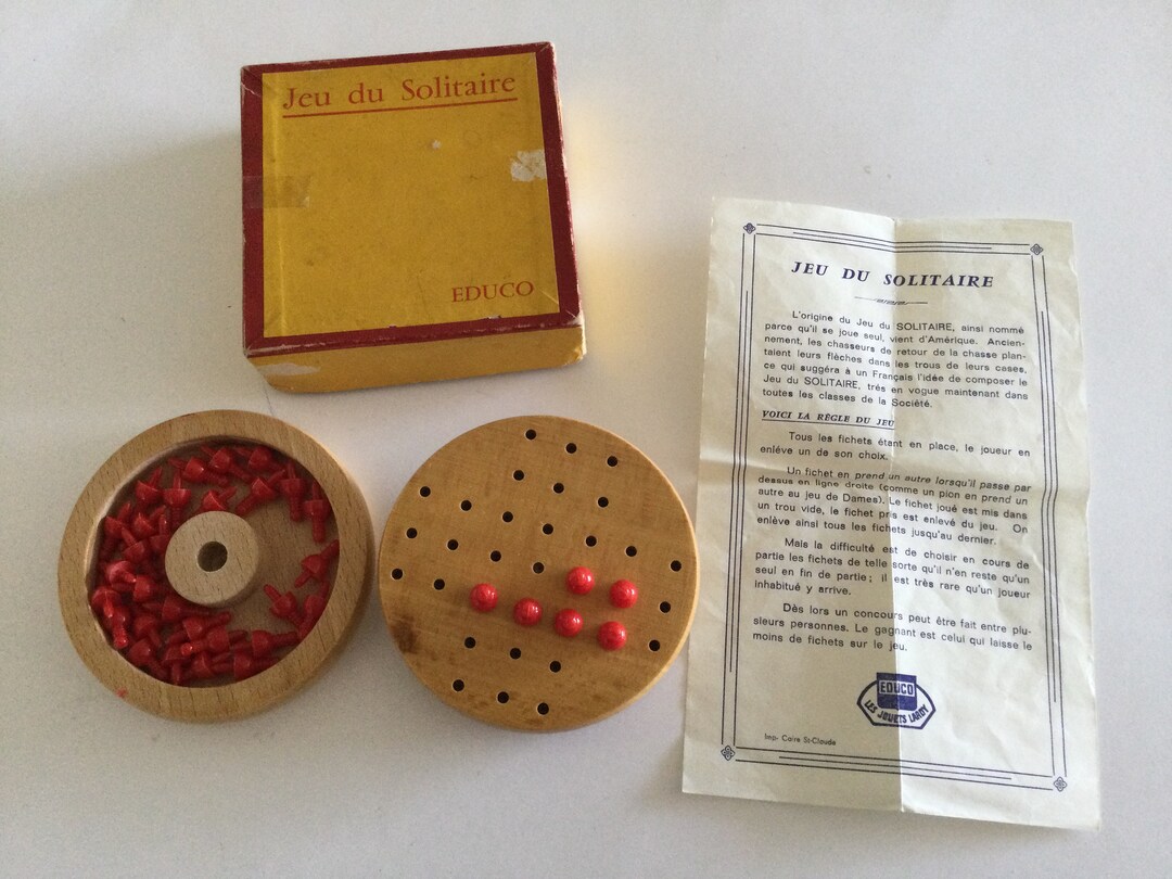 Wooden and Plastic Solitaire Game From the 60s Vintage Solitaire Game ...