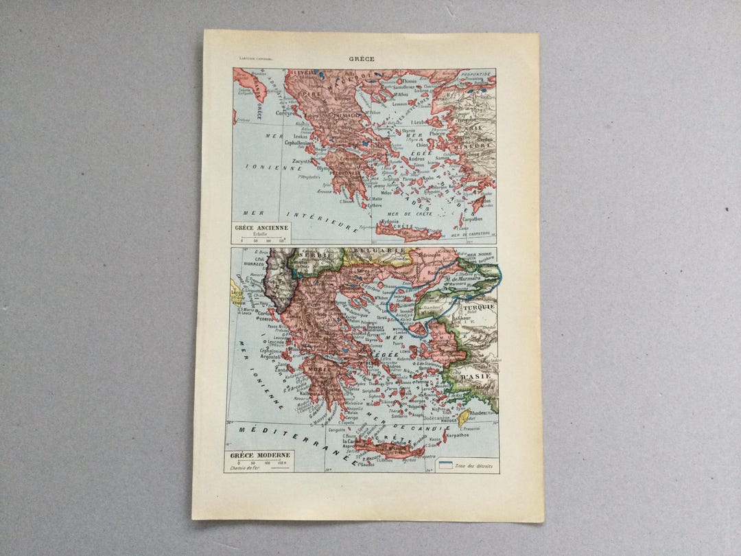 1920 Ancient Greece, Modern Greece, Maps, Vintage Print Map of Greece ...