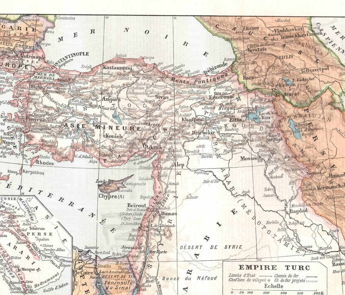 Türkiye, Turkish Empire Map of Turkey - Vintage Poster - Landkarte ...