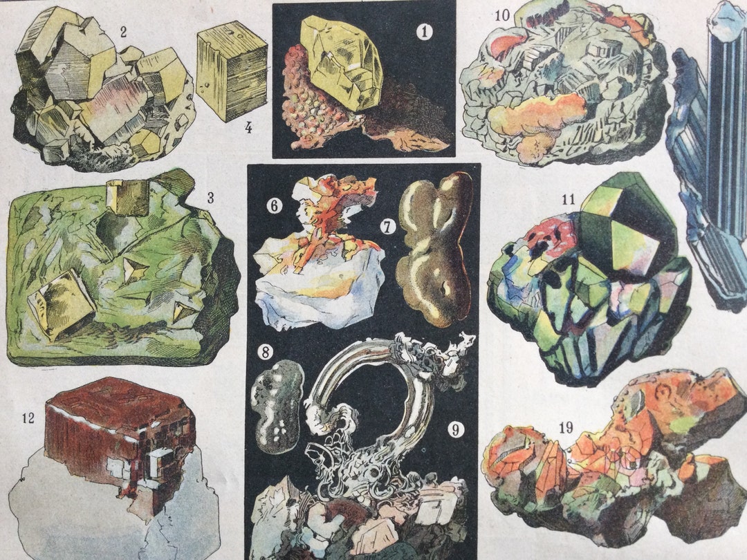 1897 Minerals Gold Silver Amber Malachite, Minerals Precious Stones ...