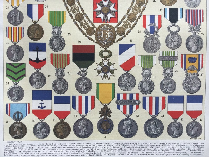 Military Medals French Medals Wall Decoration Old French - Etsy