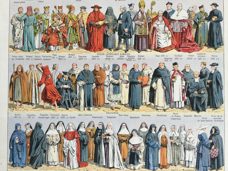 Religious Costumes, Larousse Large Format Plate: Religions: Catholicism ...