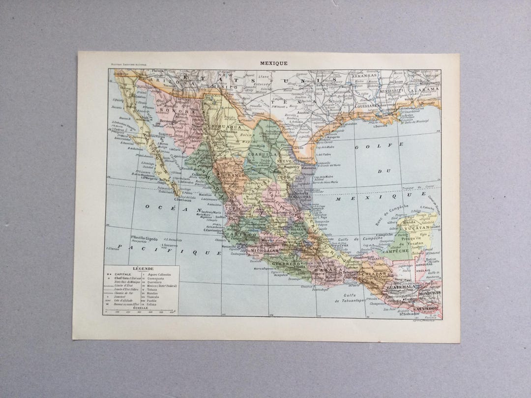 Mexico, Large Format, Old Map of Mexico, Mexico Map, Mexico Painting ...