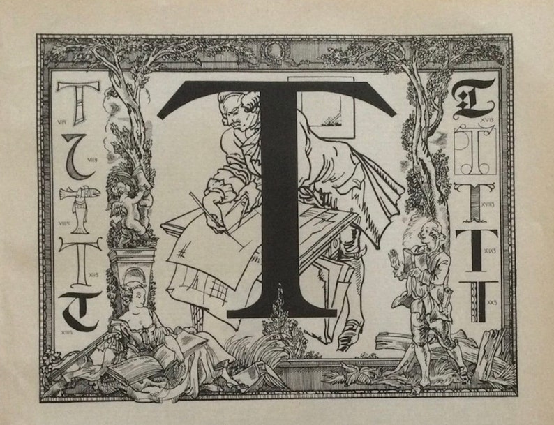 Letra T Cartel de carta vintage Nombre Placa original Cartel inicial ...