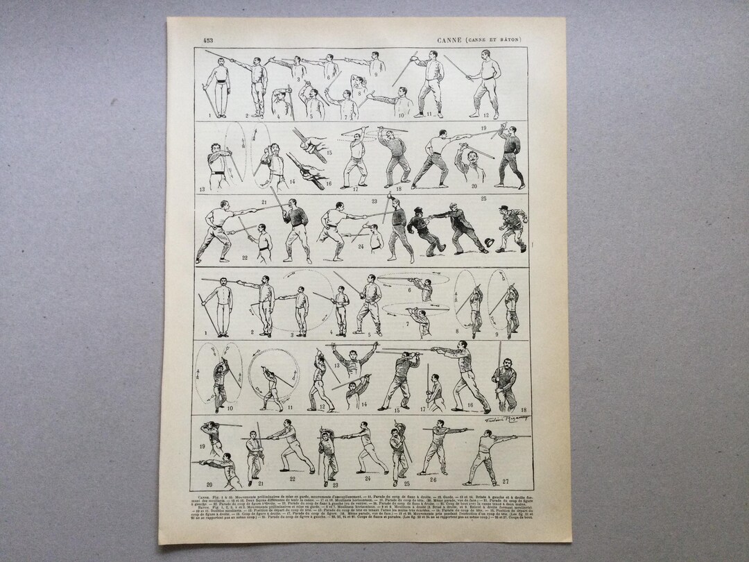 Fencing Fencing 1897 Cane and Stick, Parry, Flanking Blow Vintage ...