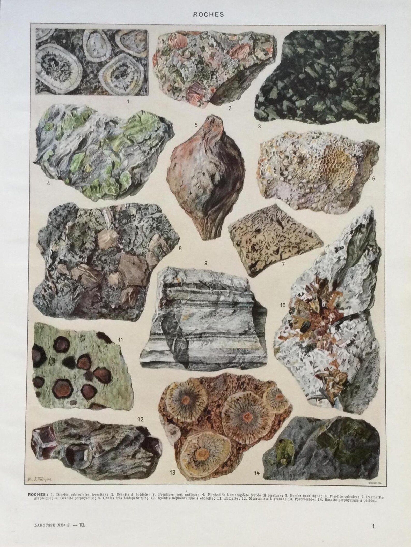 1912 Geology - Rocks and Stones France Poster - France Antique Poster ...