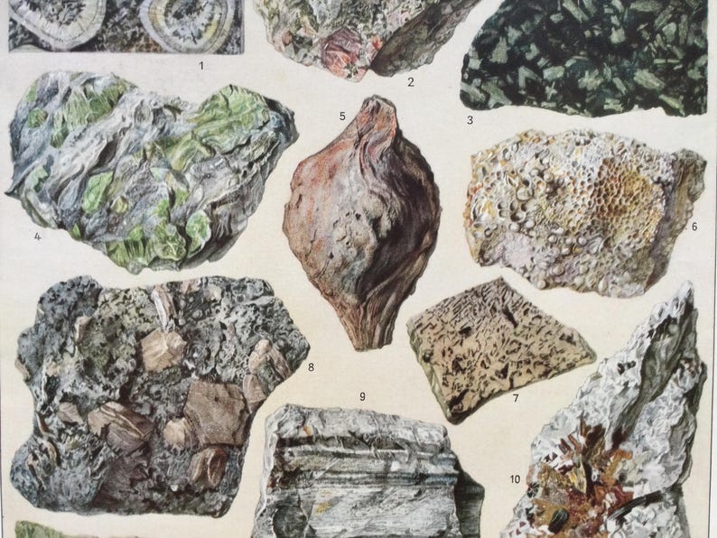 1912 Geology - Rocks and Stones France Poster - France Antique Poster ...