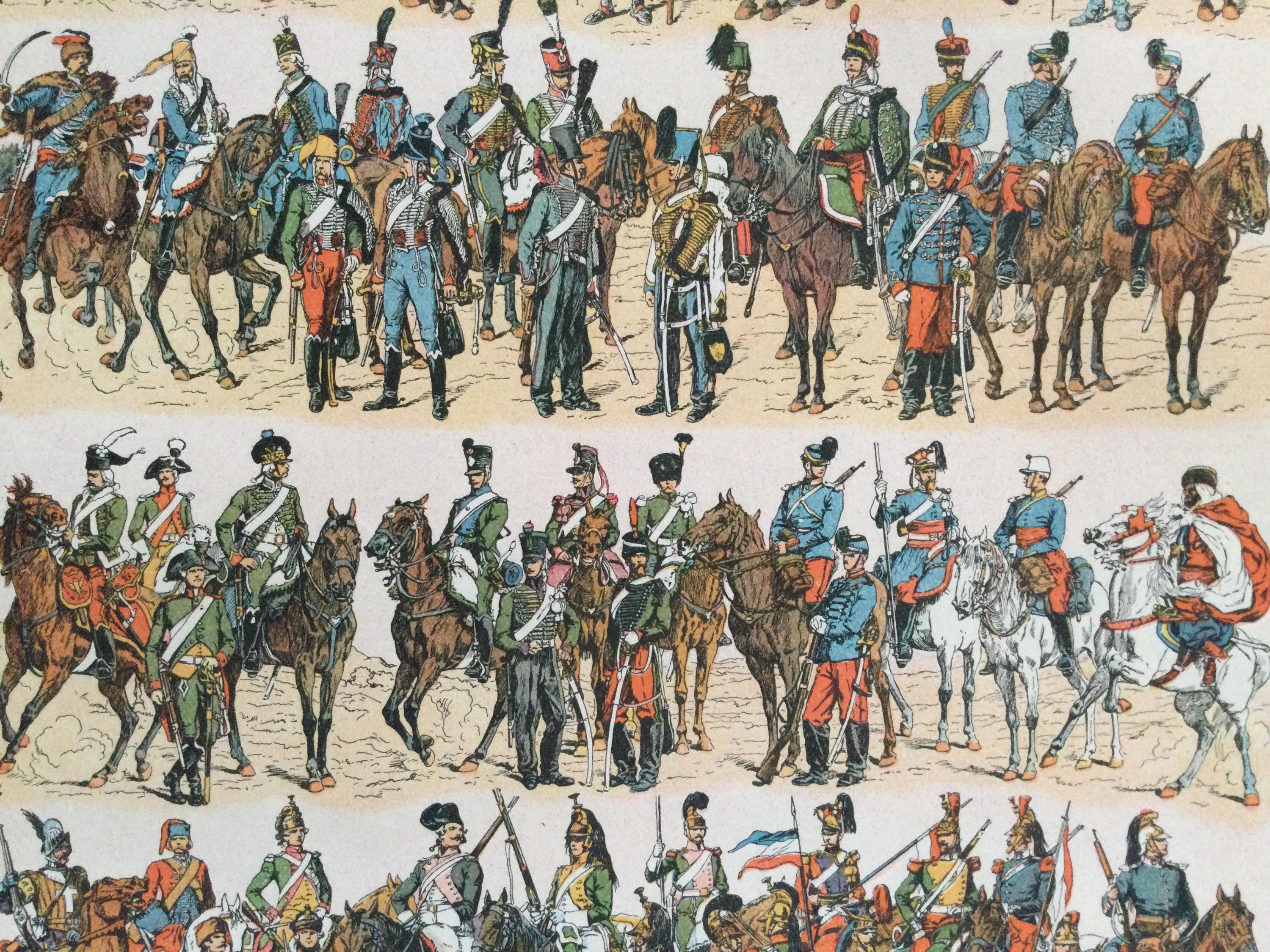 Cavalry Riders Horses Small Format Infantry Original Plate Vintage ...