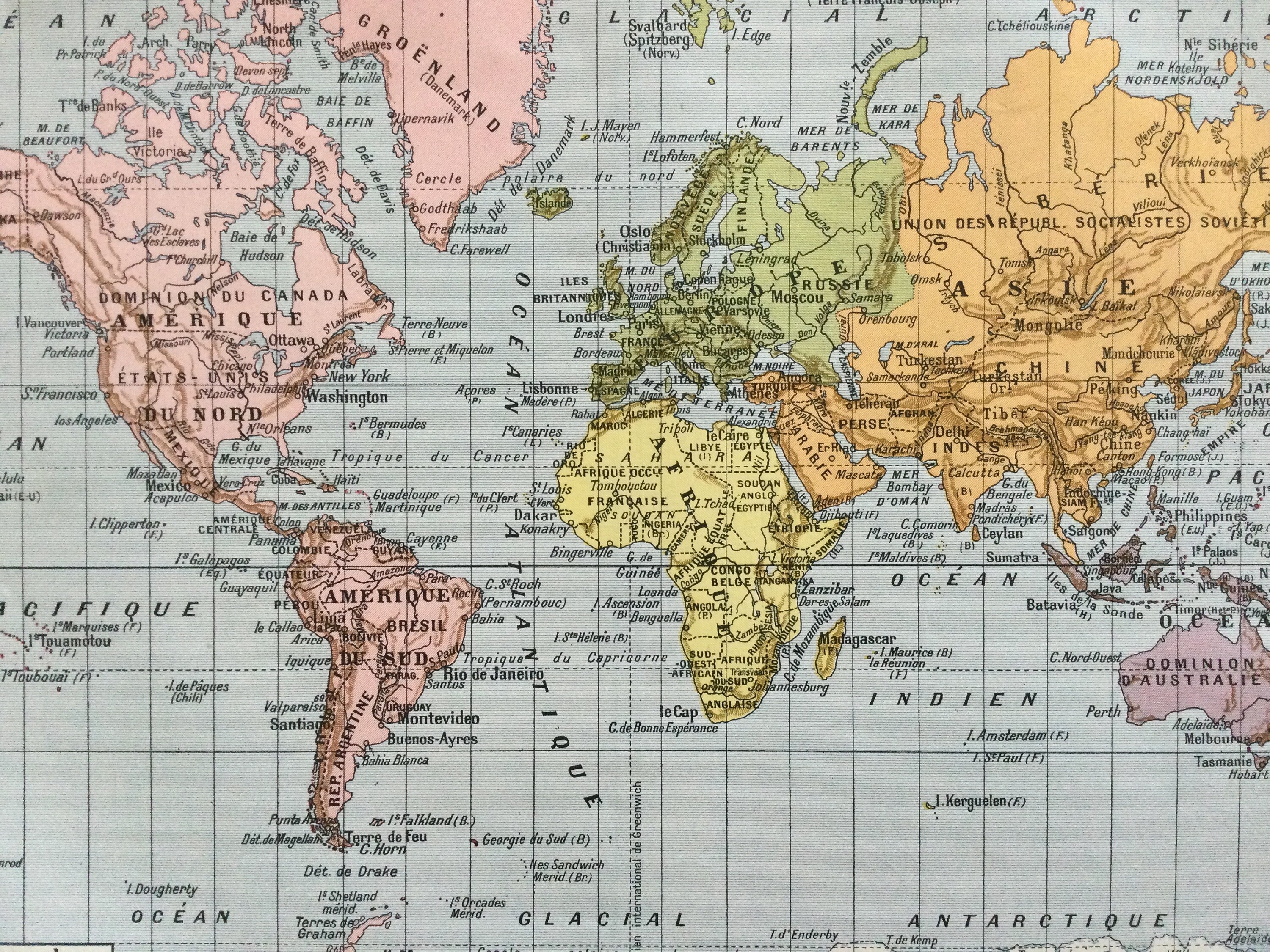 Vintage Maps MAPPEMONDE PLANISPHERE Old Map World MAP | Etsy Canada