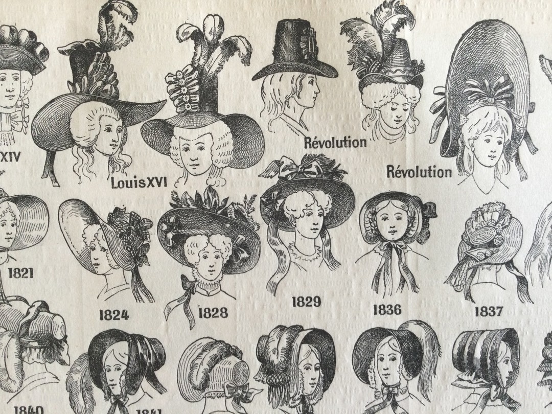 1897 Hats, History of Fashion Original Plate Vintage Poster, Paris ...