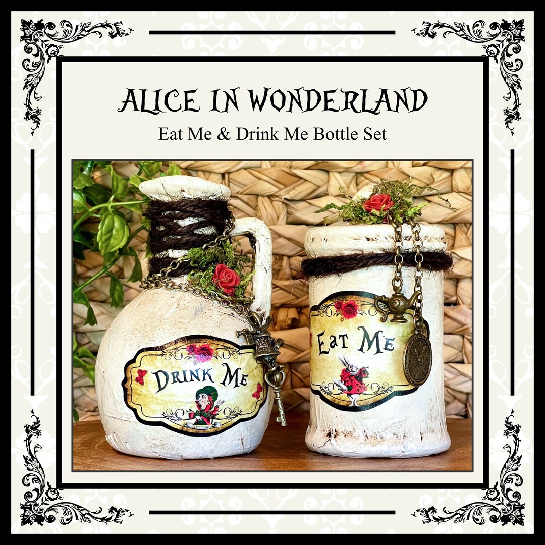 Alice in Wonderland Drink Me & Eat Me 2-piece Potion Bottle Set - Etsy