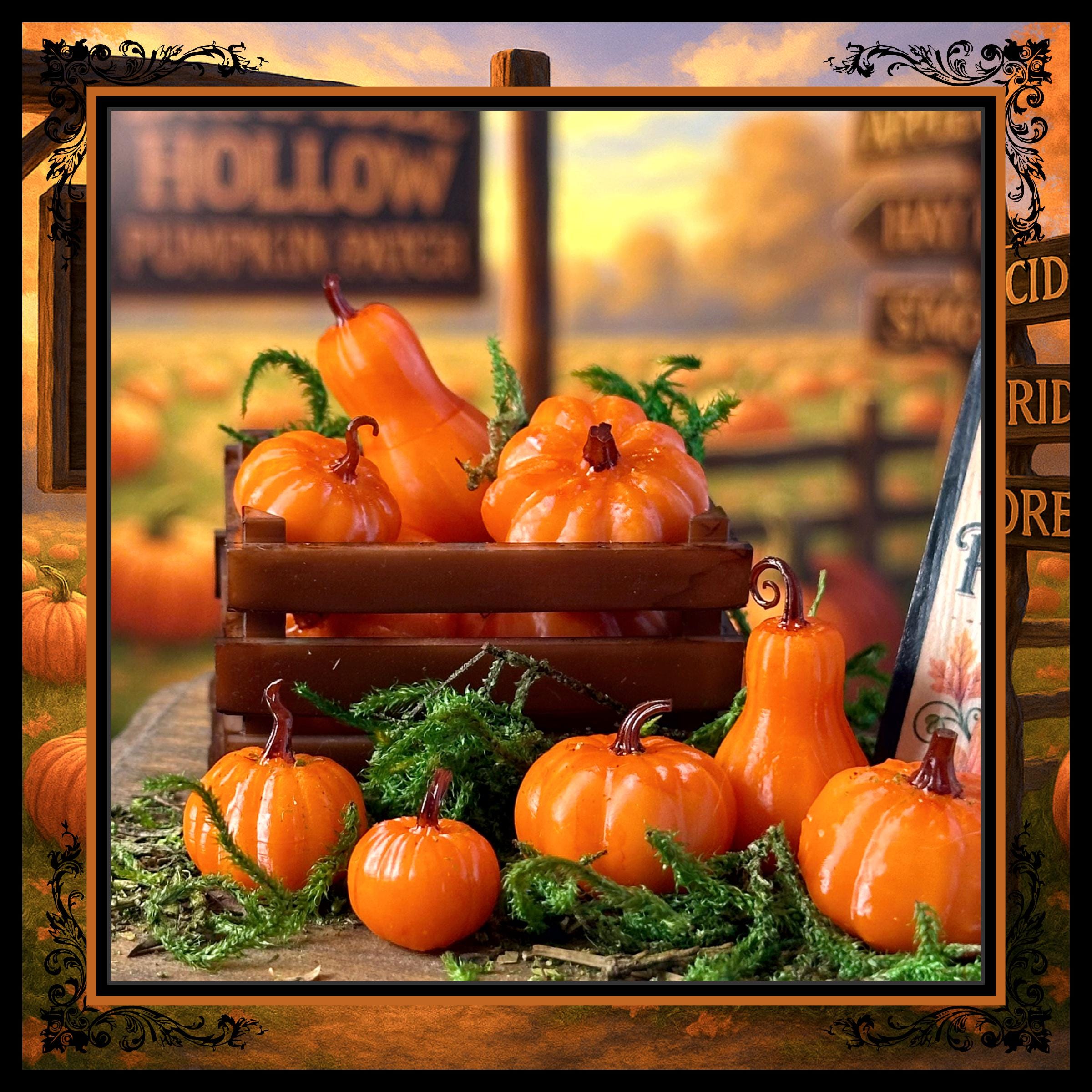 Farmhouse Fresh Pumpkins in Crate - for 1:12 Scale Miniature/dollhouse ...