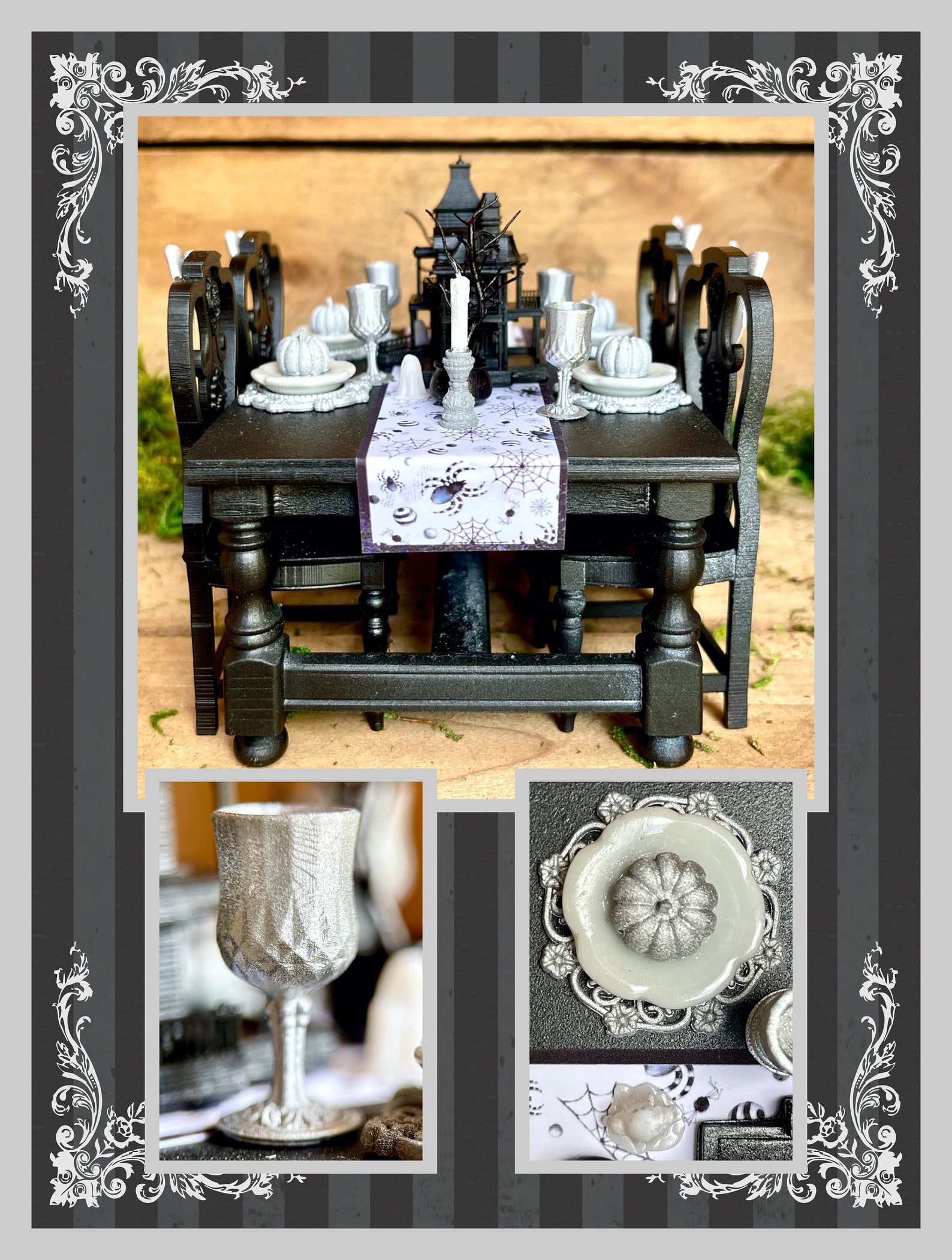 Dollhouse / Miniature Halloween Spooktacular Dining Table - Etsy