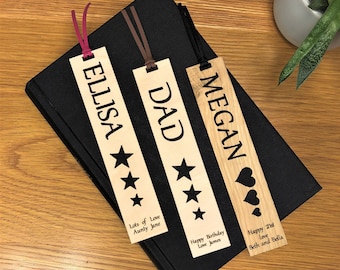 Personalised Daddy's Bookmark Oak Wooden Laser Engraved Bookmarker ...