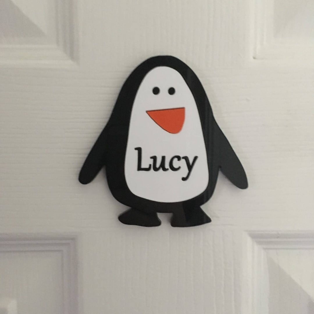 Personalised Penguin Nursery Door Sign: Acrylic Children's Plaque - Etsy