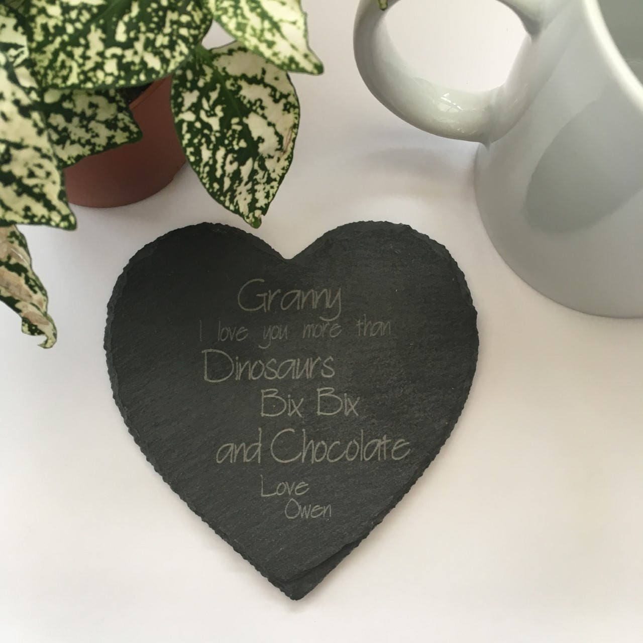 Personalised Heart Shaped Slate Coaster Mothers Day Gift - Etsy UK