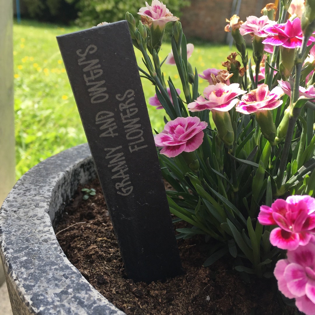 Personalised Garden Slate Plant Markers - Etsy UK