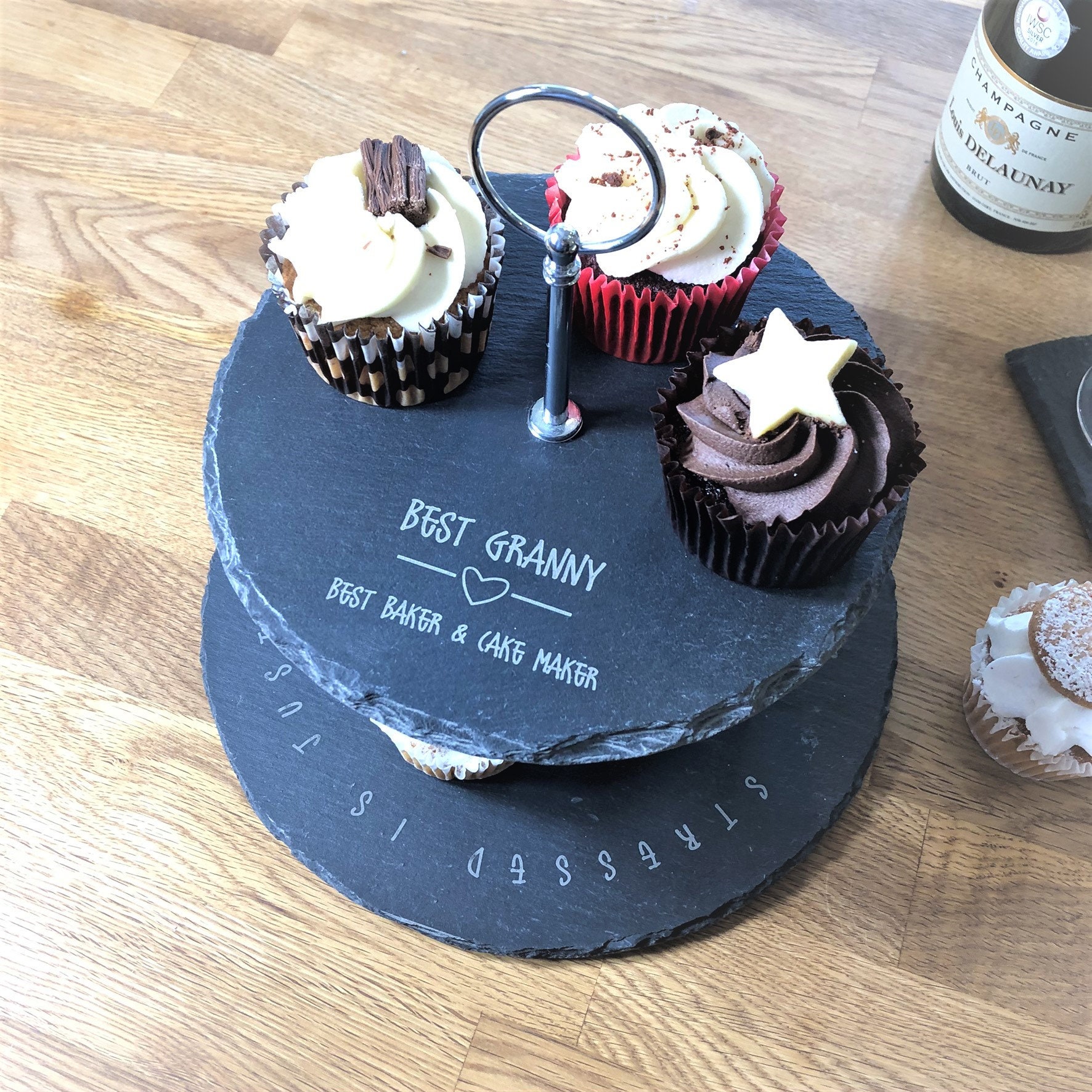 Personalised Slate Cake Stand Mothers Day Fathers Day | Etsy