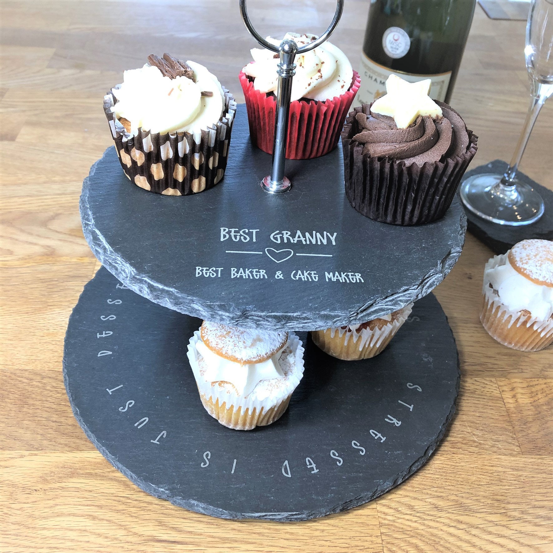 Personalised Slate Cake Stand Mothers Day Fathers Day | Etsy