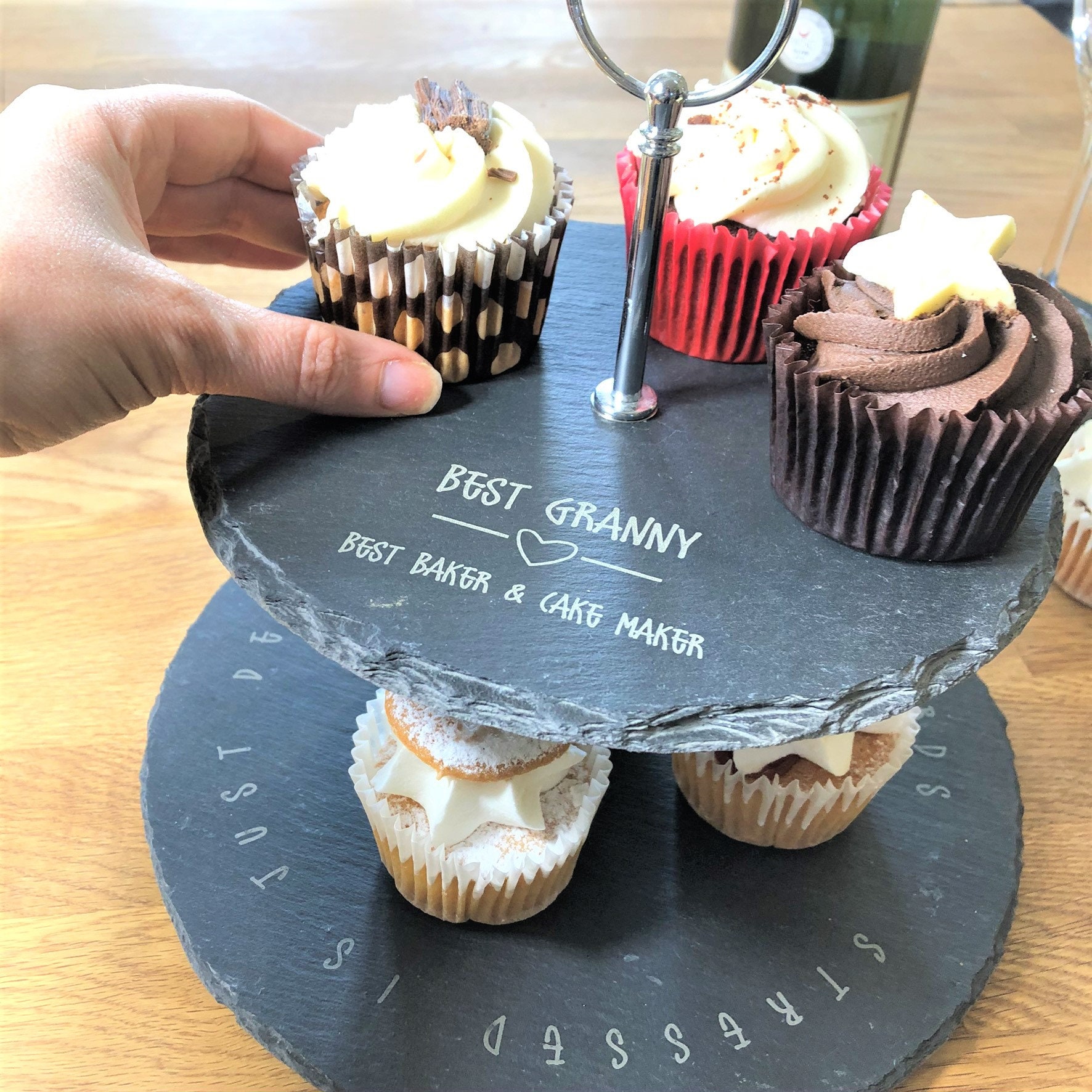 Personalised Slate Cake Stand Mothers Day Fathers Day | Etsy