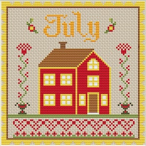 July Cross Stitch Pattern, July Monthly Sampler, Calendar Cross Stitch ...