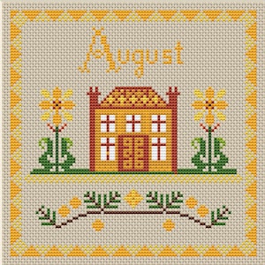 August Cross Stitch Pattern,august Monthly Sampler, Calendar Cross ...