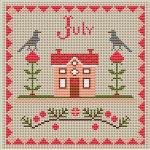 July Cross Stitch Pattern, July Monthly Sampler, Calendar Cross Stitch ...
